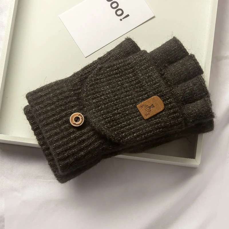 UK Thermal Fingerless Gloves Mens Womens Knitted Warm Winter Half ...