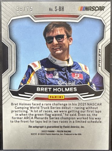 2022 Panini Prizm NASCAR Racing S-BH Bret Holmes Light Blue Scope AUTO #38/75 | eBay