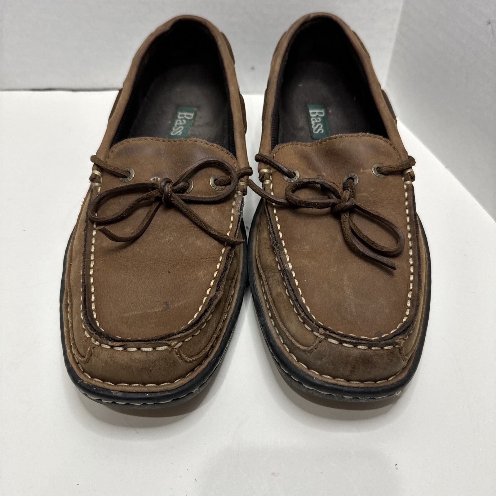 Bass Voyager Slip On Leather Boat Shoes Loafers Mens … - Gem