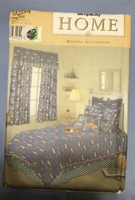 Vtg Simplicity 9254 Bedroom Bed Skirt Comforter Curtains Pillow Sewing ...