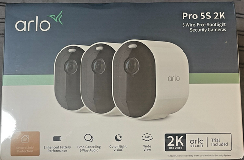 Arlo Pro 5S 2K Wire-Free Spotlight Security Cameras - 3 Kit, White 2K ...