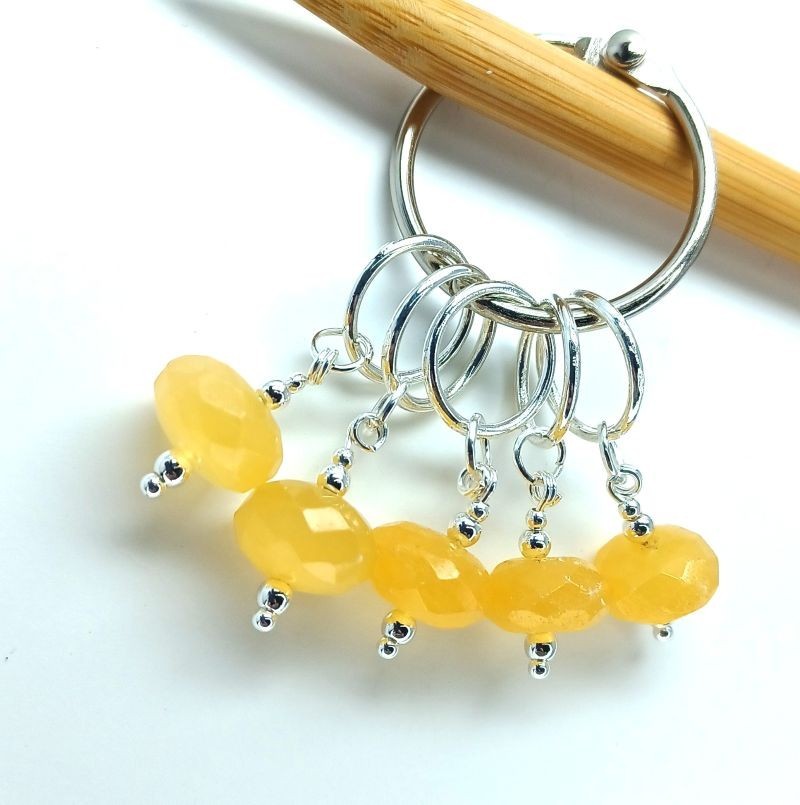 MikieLou Stitch Markers Premium Faceted Honey Gold Glass Disks Knitting ...