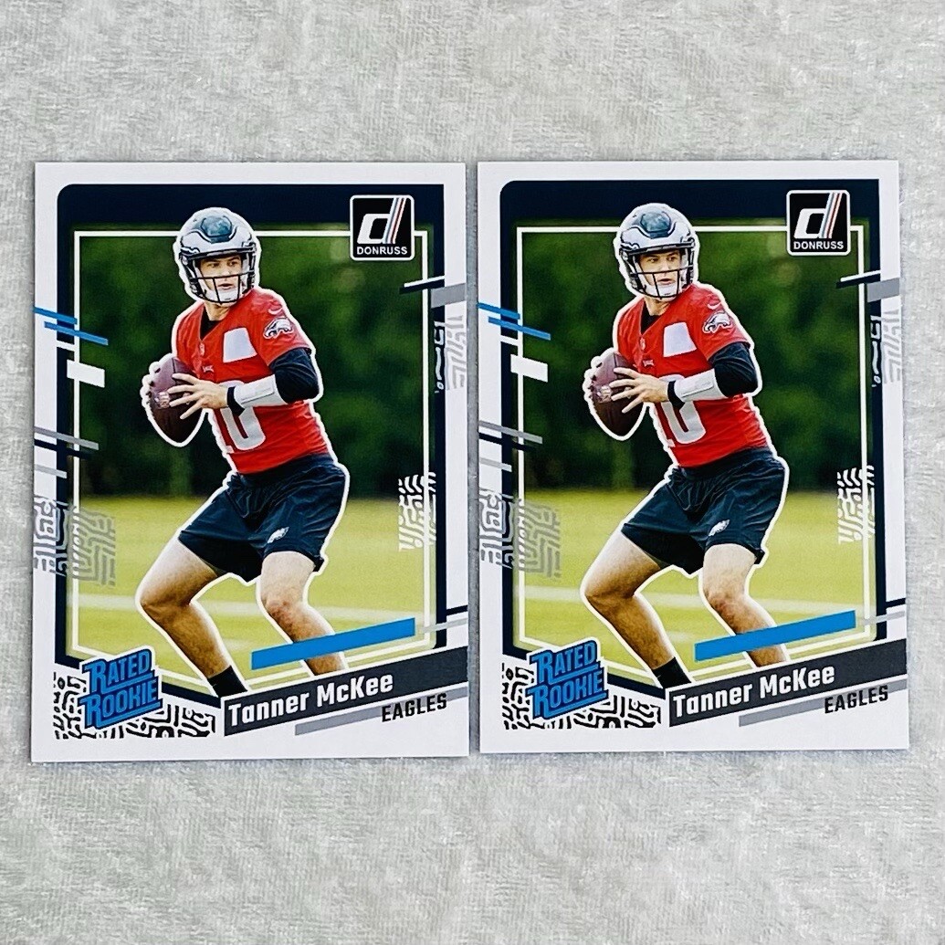 (2) Tanner McKee (RC) Rated Rookie 2023 NFL Panini Donruss Eagles Cards ...