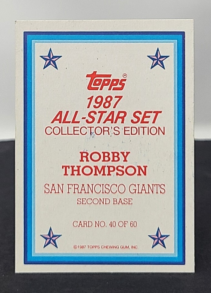 ROBBY THOMPSON Signed 1987 Topps All-Star Set Collectors Edition #40 SF ...