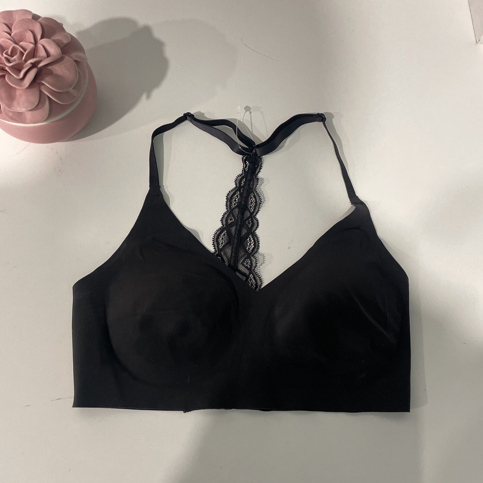 True&co. True Body Triangle Lace Racerback Bra: Size … - Gem