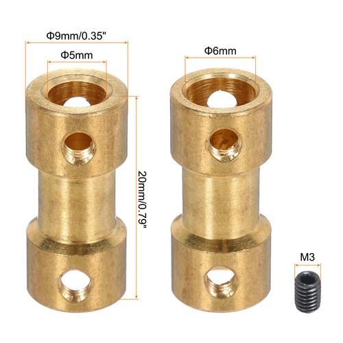 5mm to 6mm Bore Rigid Coupling 20x9mm M3 Brass Copper 6Coupling 24Screw ...
