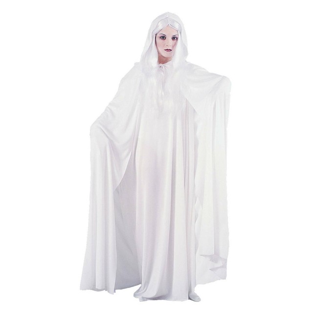 Gossamer Ghost Halloween Costume Women Long White Cape Hood Adult Angel ...
