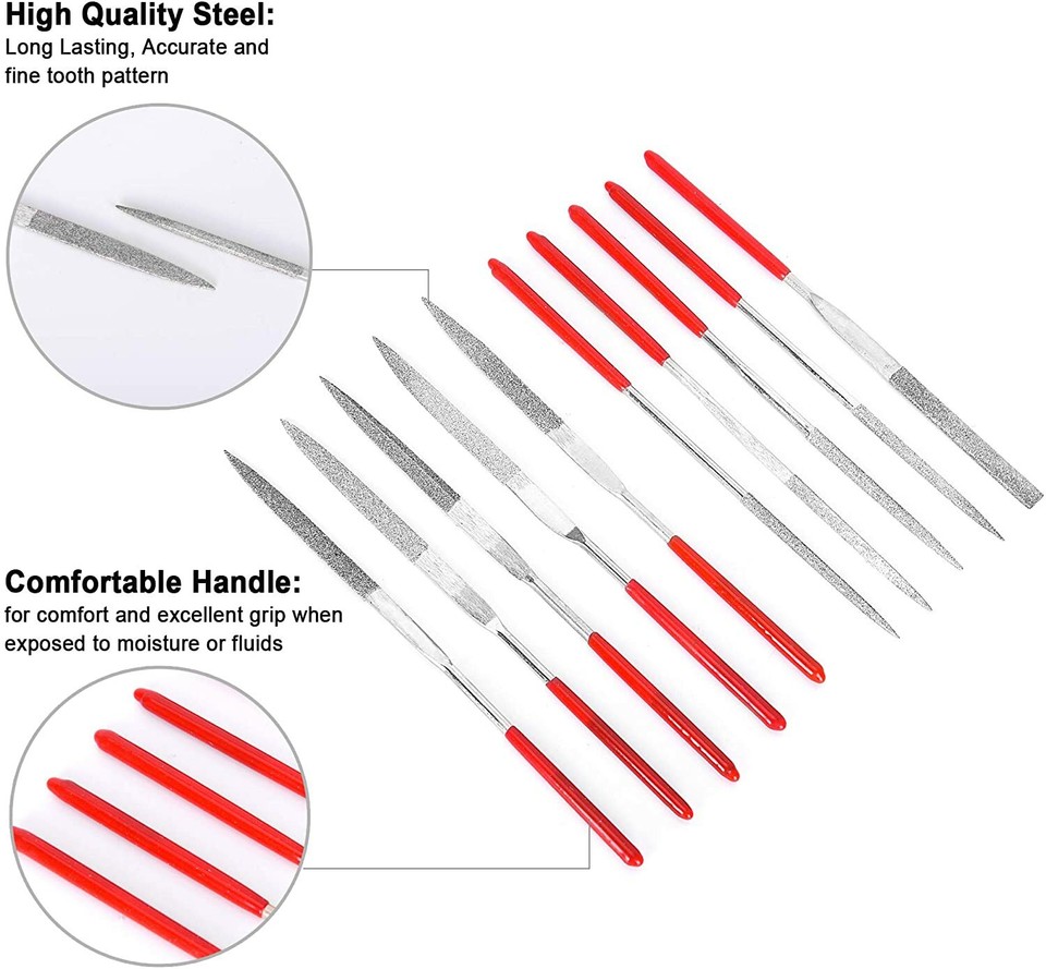 10pcs Files Set Metal Needle Carving Jewelry Diamond Glass Stone Wood ...