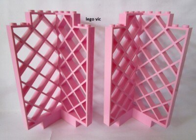 Lego 30016 x2 Belville Wall Lattice 6x6x12 Corner Pink Rose 7585 7586 ...