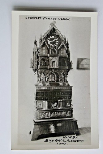 Vintage Postcard Apostles Parade Clock made by Bily Bros. Ridgeway Iowa ...