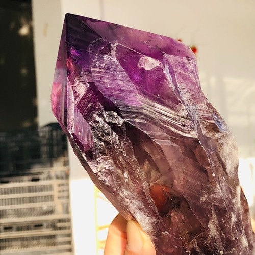748g Natural Amethyst Quartz Crystal Obelisk Wand Point single Healing ...