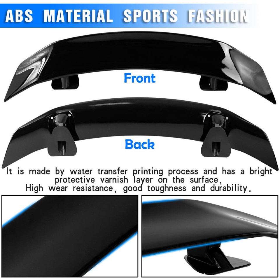 46"Universal Car Rear Trunk Spoiler Wing Glossy Black Sport Style W ...