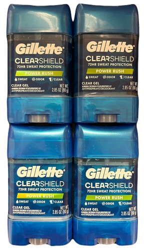 4 Pack Gillette ClearShield Power Rush AntiPerspirant Deodorant ...