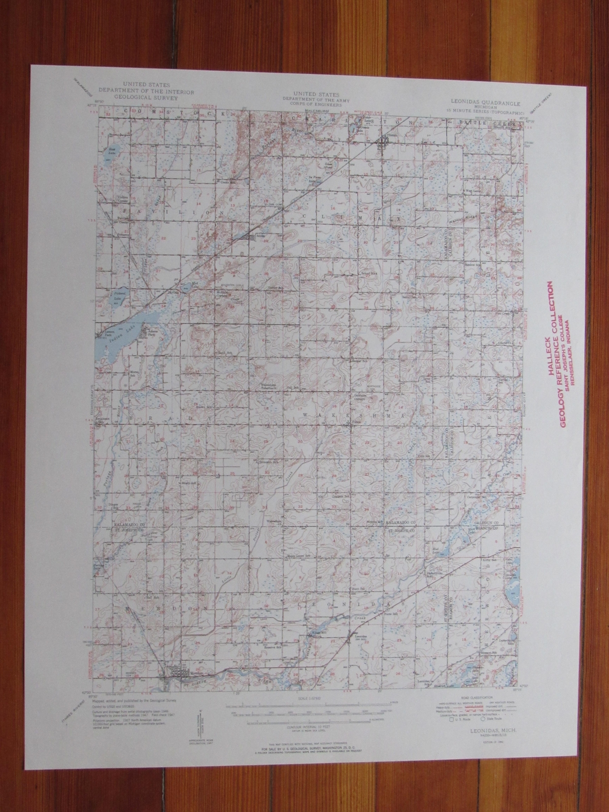 Leonidas Michigan 1950 Original Vintage USGS Topo Map | eBay