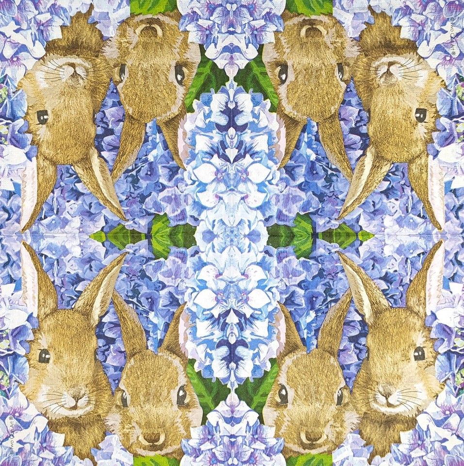S781# 3 x Single SMALL Paper Napkins For Decoupage Two Bunny Hares In ...