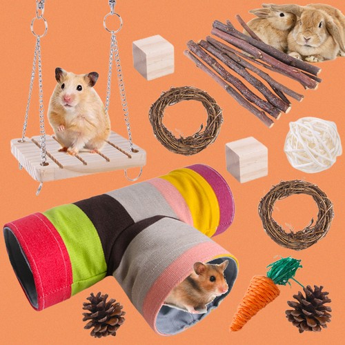 11pcs Rabbit Toys Creative Scratch-resistant Pet Pipe Tube Chew Toy Pet ...