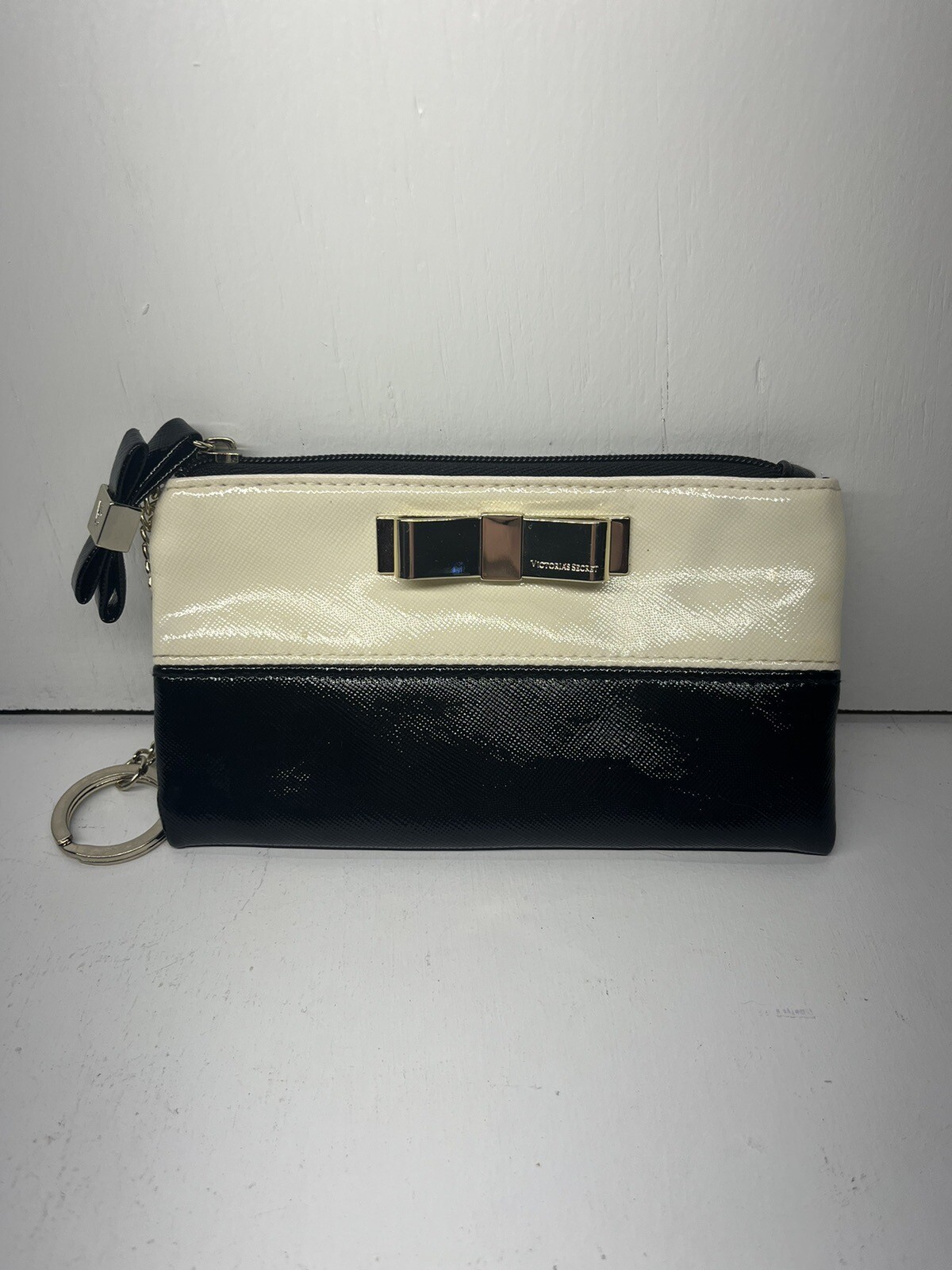 Victorias Secret Black And Ivory Key Ring Purse Pouch Wristlet Wallet ...