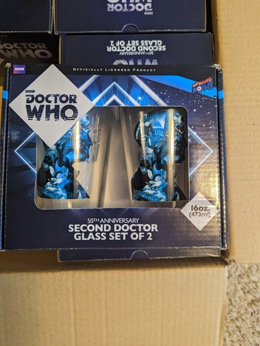 Doctor Who Anniversary Second Doctor 16 oz. Glass Set of 2 NEW! | eBay