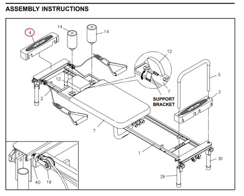 JP Pilates Performer Stamina Rear Cover AeroPilates replacement parts ...