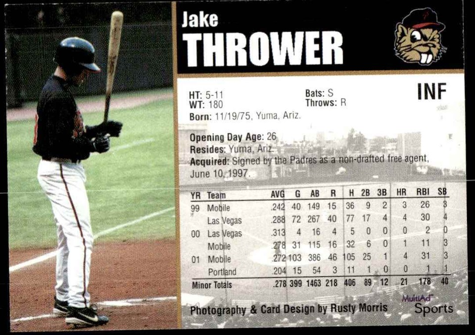 2002 MultiAd Jake Thrower Portland Beavers #NNO | eBay