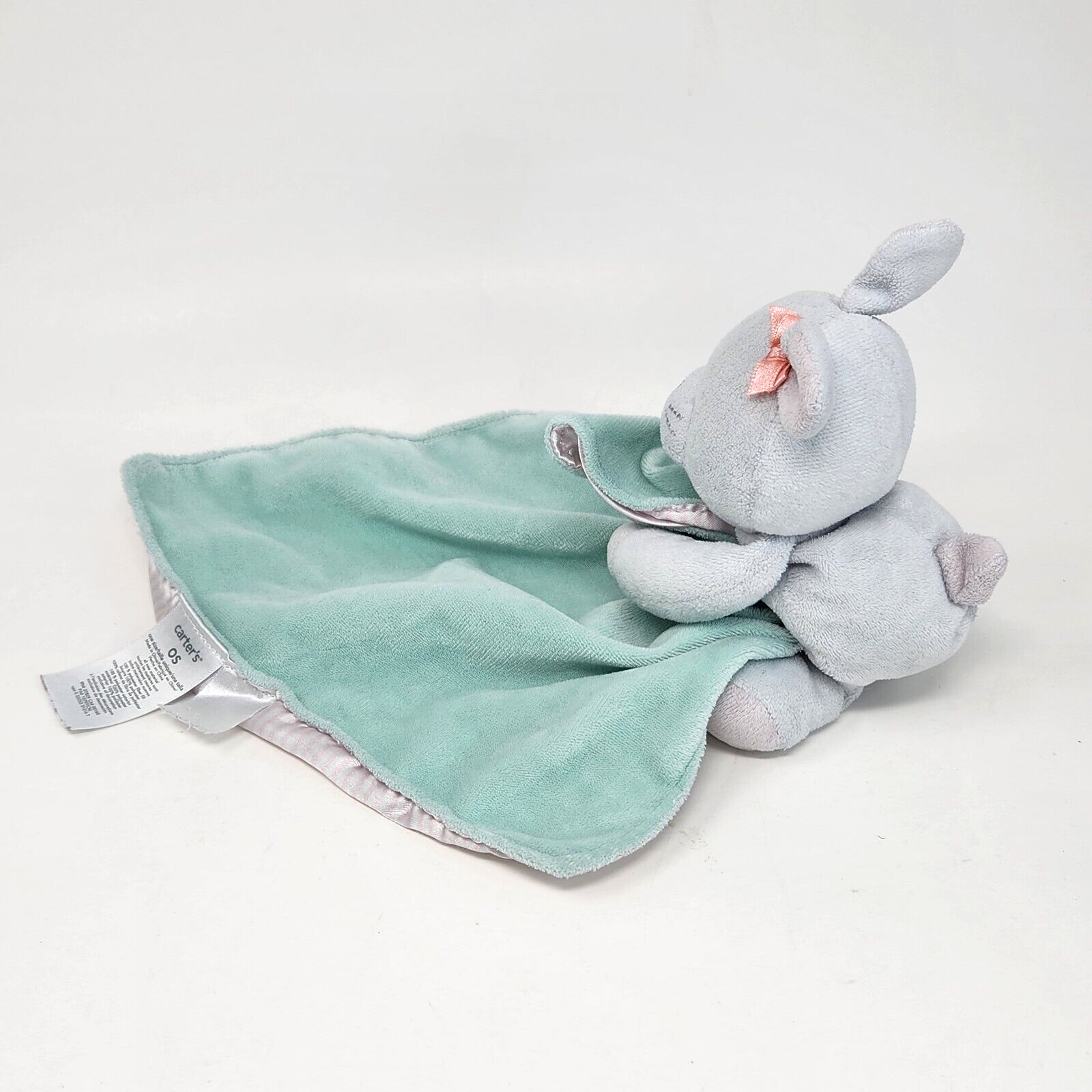 CARTER'S GREY BABY BUNNY RABBIT SECURITY BLANKET STUFFED ANIMAL PLUSH ...