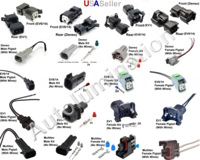 EV1 EV6 EV14 USCAR Denso Bosch Fuel Injector Connector Conversion ...