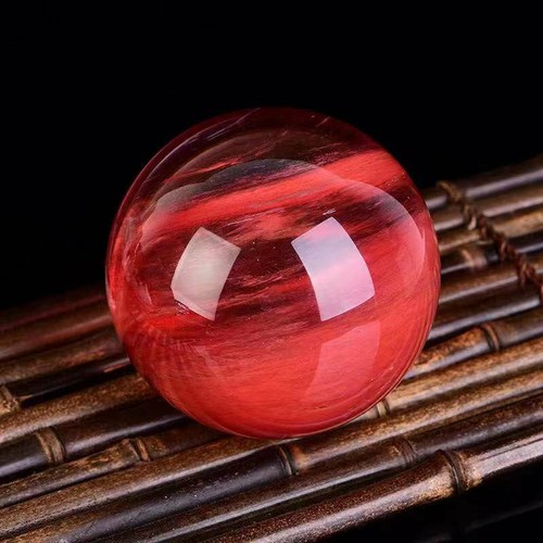 80mm Large Natural Quartz Crystal Sphere Red Smelting Gemstone Ball W ...