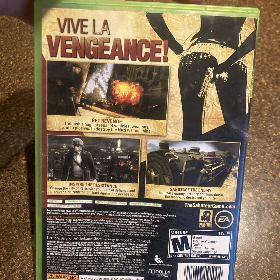 Saboteur (Microsoft Xbox 360) COMPLETE - Tested 14633191004 | eBay