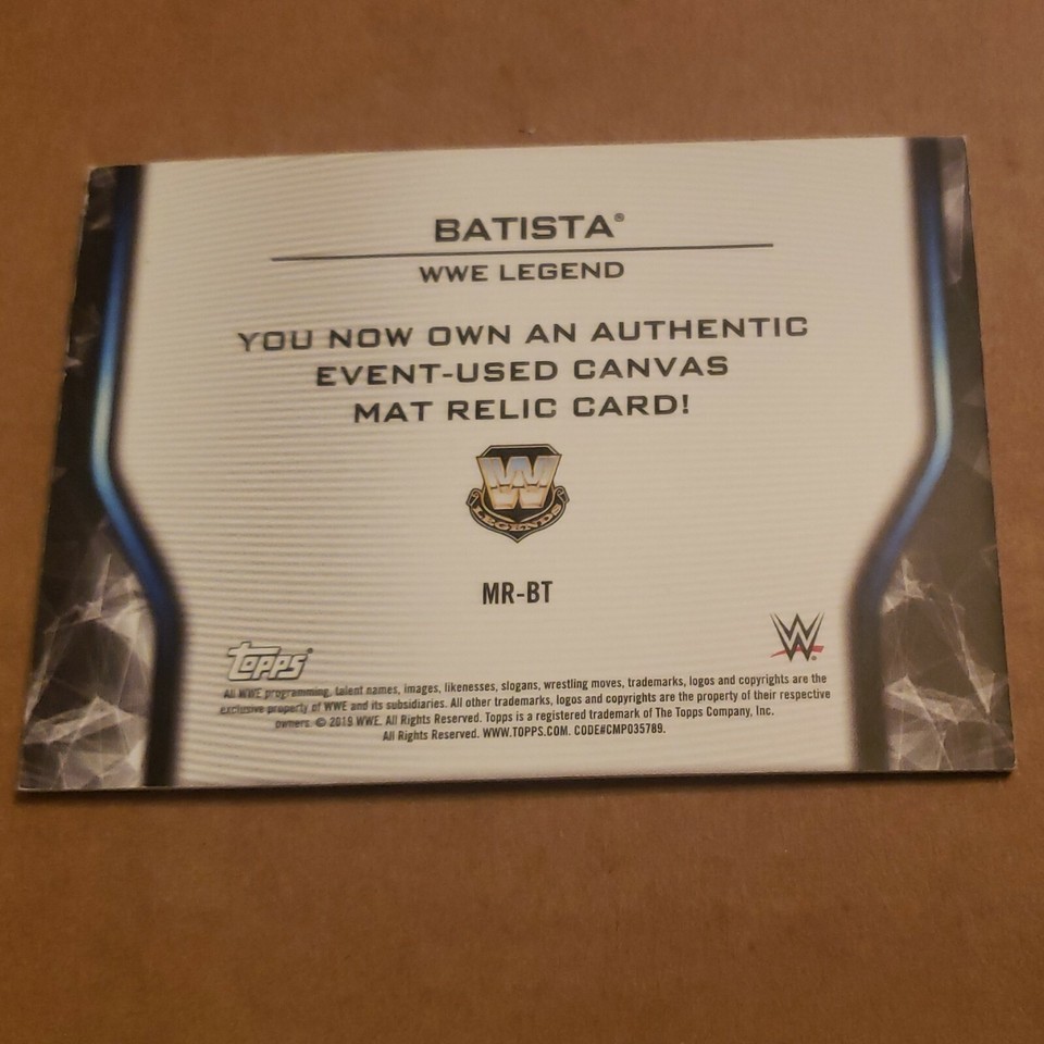 2019 Topps WWE Batista Smackdown 1000 Mat Relic | eBay