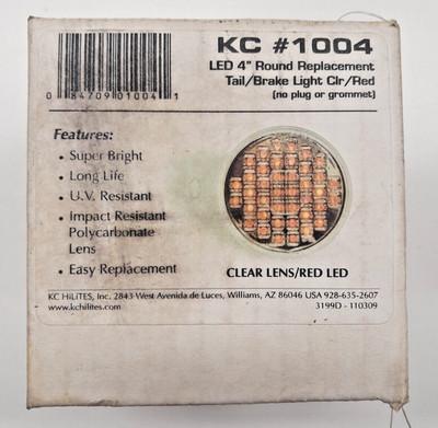 KC HiLites 4'' Round LED Brake/Tail Light Clear Lens/Red LED - KC #1004 ...