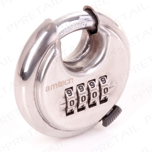 70mm STAINLESS STEEL 4-Digit Combination Discus Padlock Hardened ...