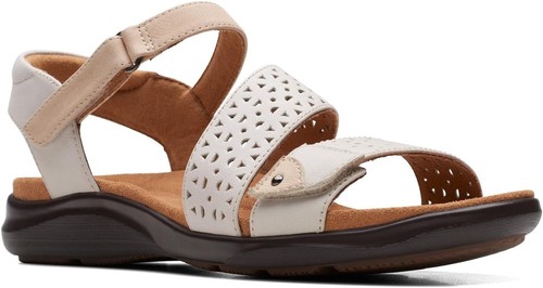 Clarks Womens Kitly Way Sandals White Leather 6.5 Wide | eBay