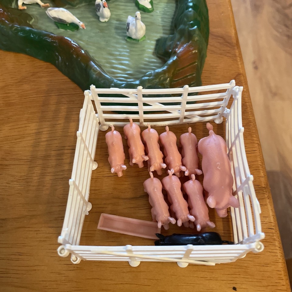 Vintage 1970’s Blue Box Home Farm Set Hong Kong Barn Livestock ...