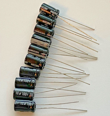 10pcs MALLORY 10uF 100V Aluminum Electrolytic Cap +85C 2.5mm LS Tested ...