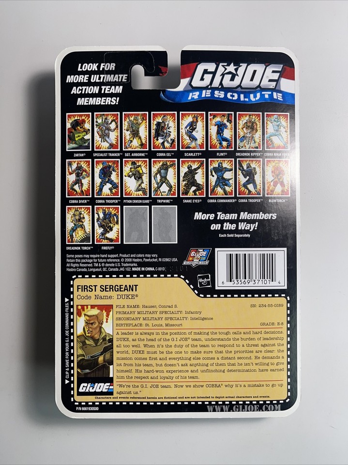 G.I. Joe Resolute Duke First Sergeant V30 2009 Complete. Excellent ...