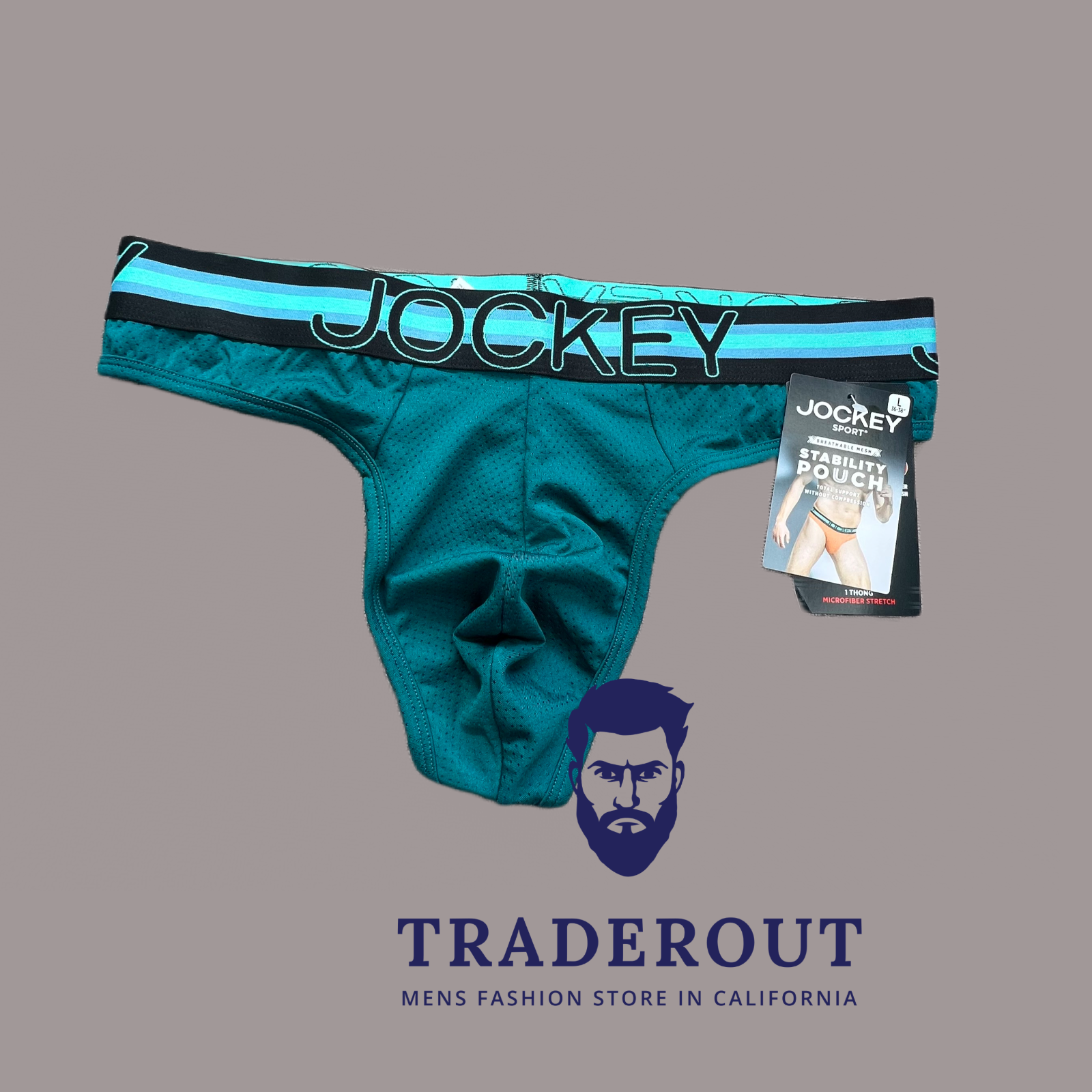 Jockey mens Lagoon blue sport mesh pouch thong underwear size M L XL | eBay
