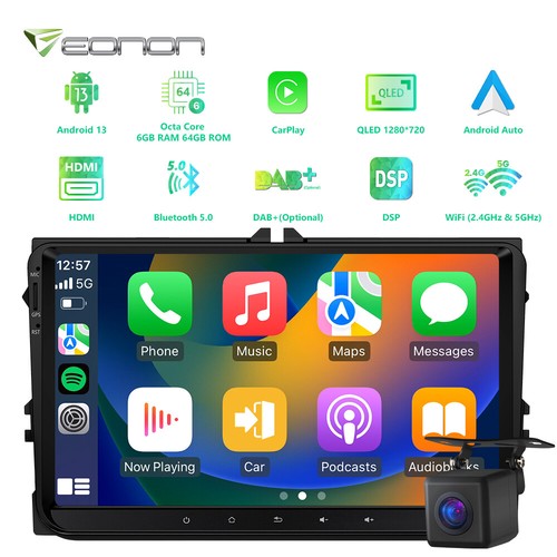 CAM+Car Stereo Android Auto 13 8-Core GPS Head Unit DSP For VW Passat ...