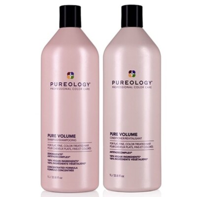 Pureology PURE Volume Shampoo and Conditioner Liter Duo Set (33.8oz ...