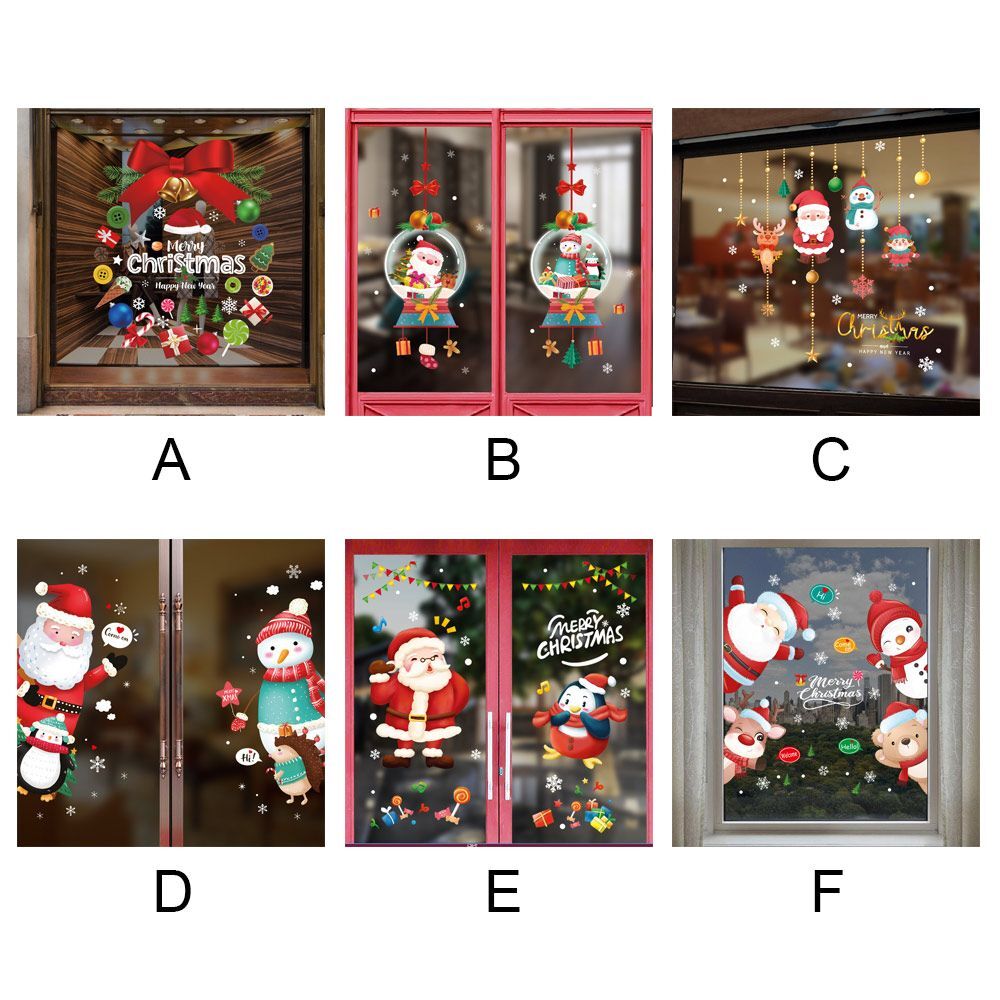 Christmas Window Sticker Merry Christmas Wall Decals Glass Static ...