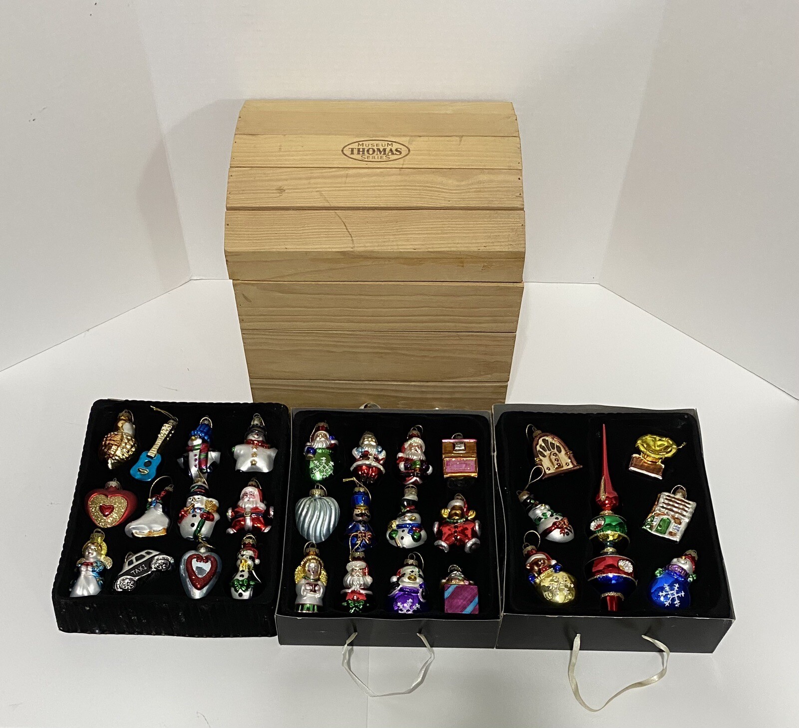 Thomas Pacconi 31 Glass Christmas Ornaments Museum Collection Wooden ...