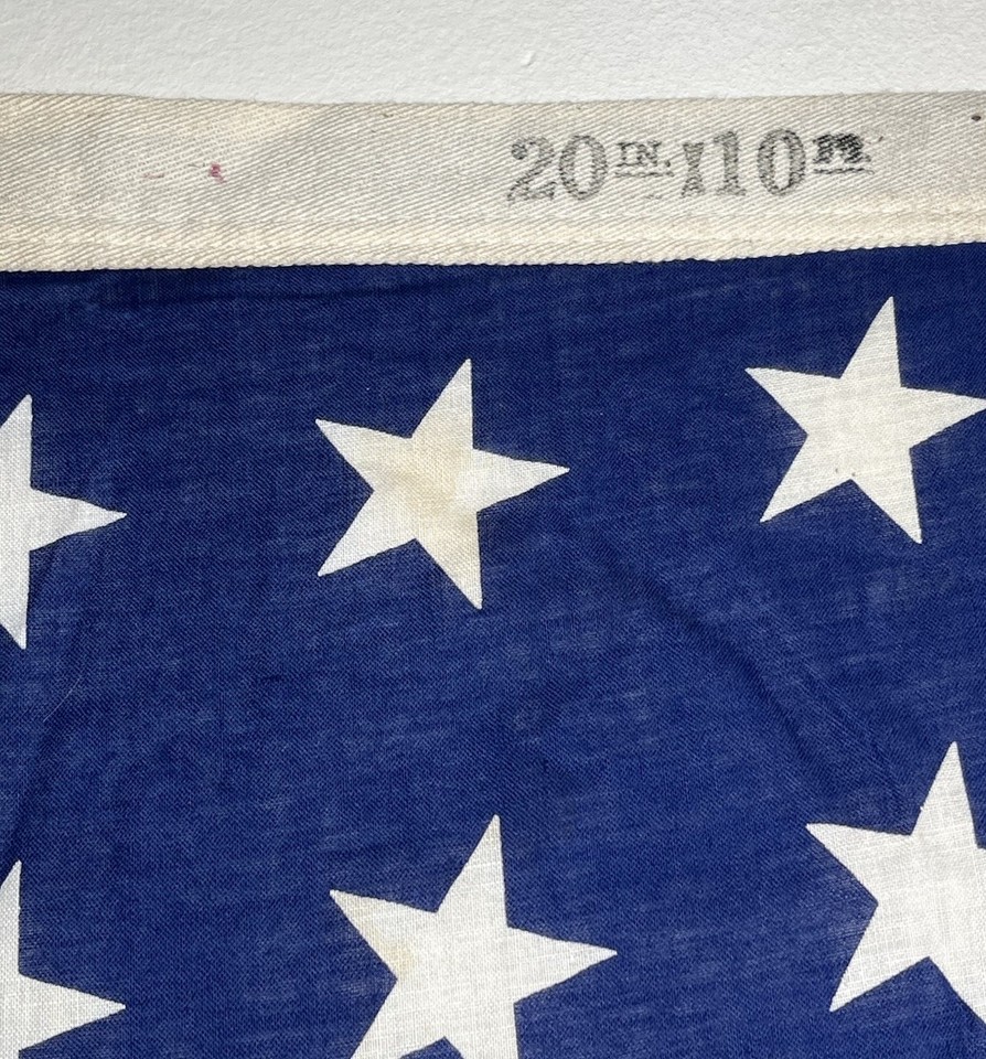 VTG 48 Star WW2 American Flag Bunting Banner Silk USA 10 Feet X 20 Inch ...