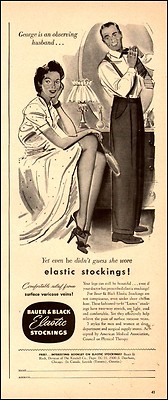 1942 WW2 era hosiery AD Bauer & Black Elastic Support Stockings 062217 ...