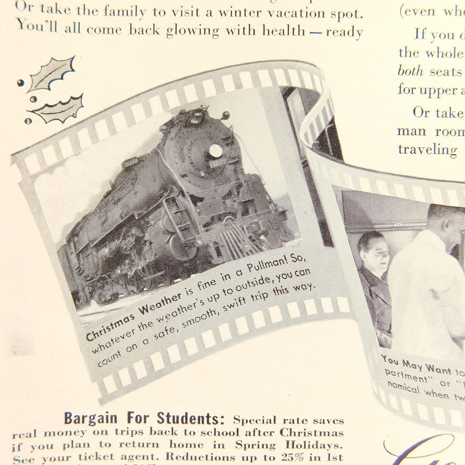 1940 Pullman Rail Car Christmas Vintage Print Ad, Railroad, Train ...