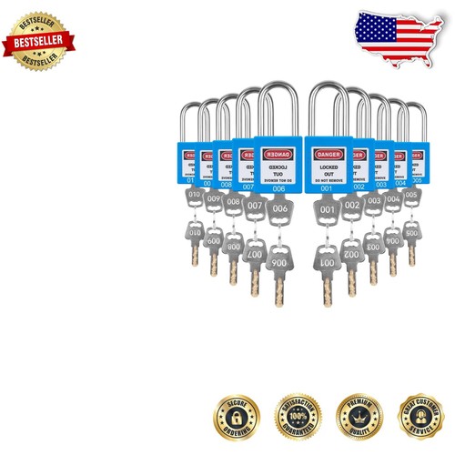 Keyed Different Blue Lockout Padlocks - 10pcs Safety Set for Workplace ...