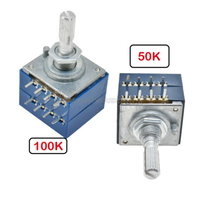 50K/100K Potentiometer Log Audio Amp Volume Control Pot Stereo Loudness ...