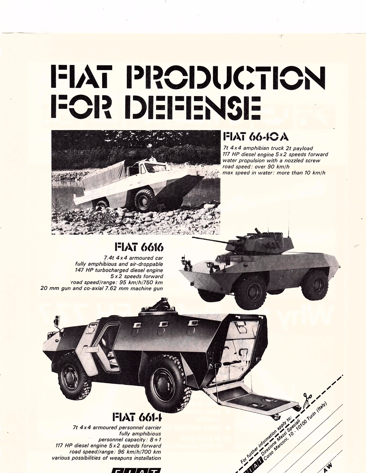 1977 Fiat 6640A 6614 6616 Amphibious Truck Vehicles Ad (2 | eBay