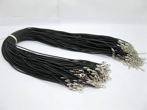 100 Black Rubber Strings With Connector For Necklace 2MM Thick | eBay ...