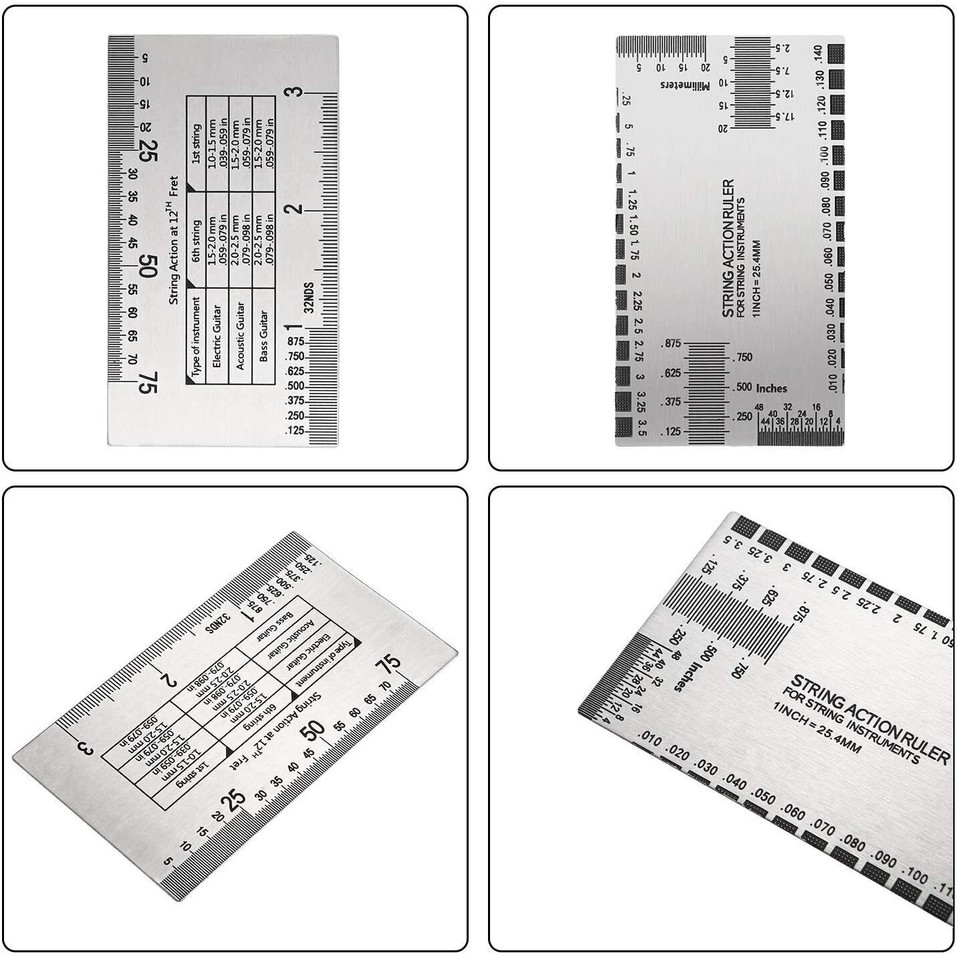 Guitar Luthier Tool Radius Gauge String Action Ruler Feeler Notched ...