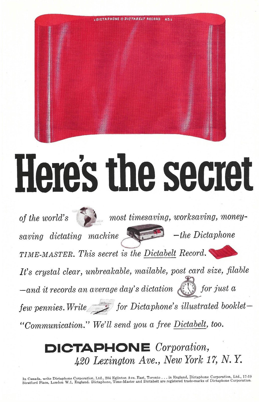 1955 Dictaphone Dictabelt Dictating Equipment Vintage Print Ad Ephemera ...