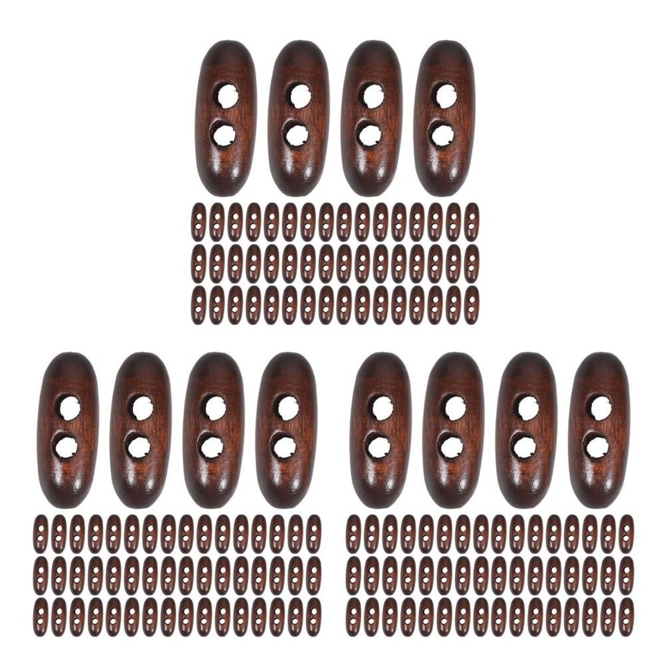 50pcs Wood Toggle Buttons: 3cm Oval Wood Sewing Toggle Buttons With 2 ...